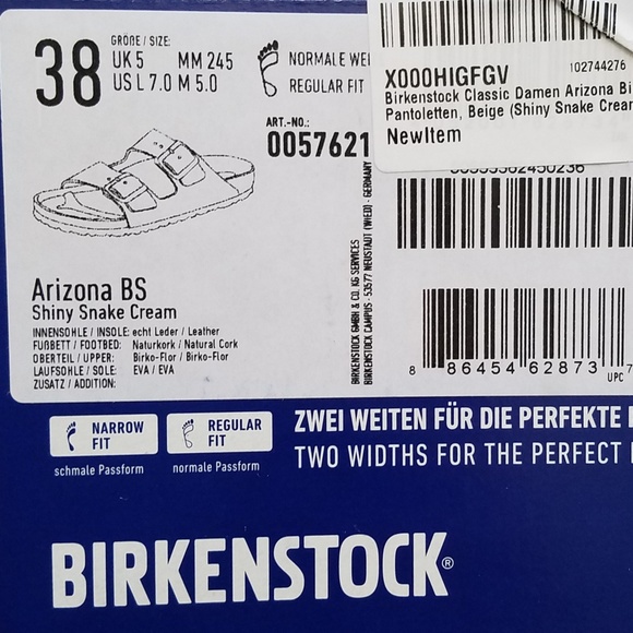 Birkenstock | Shoes | Birkenstock Arizona Shiny Snake Cream Sandals ...